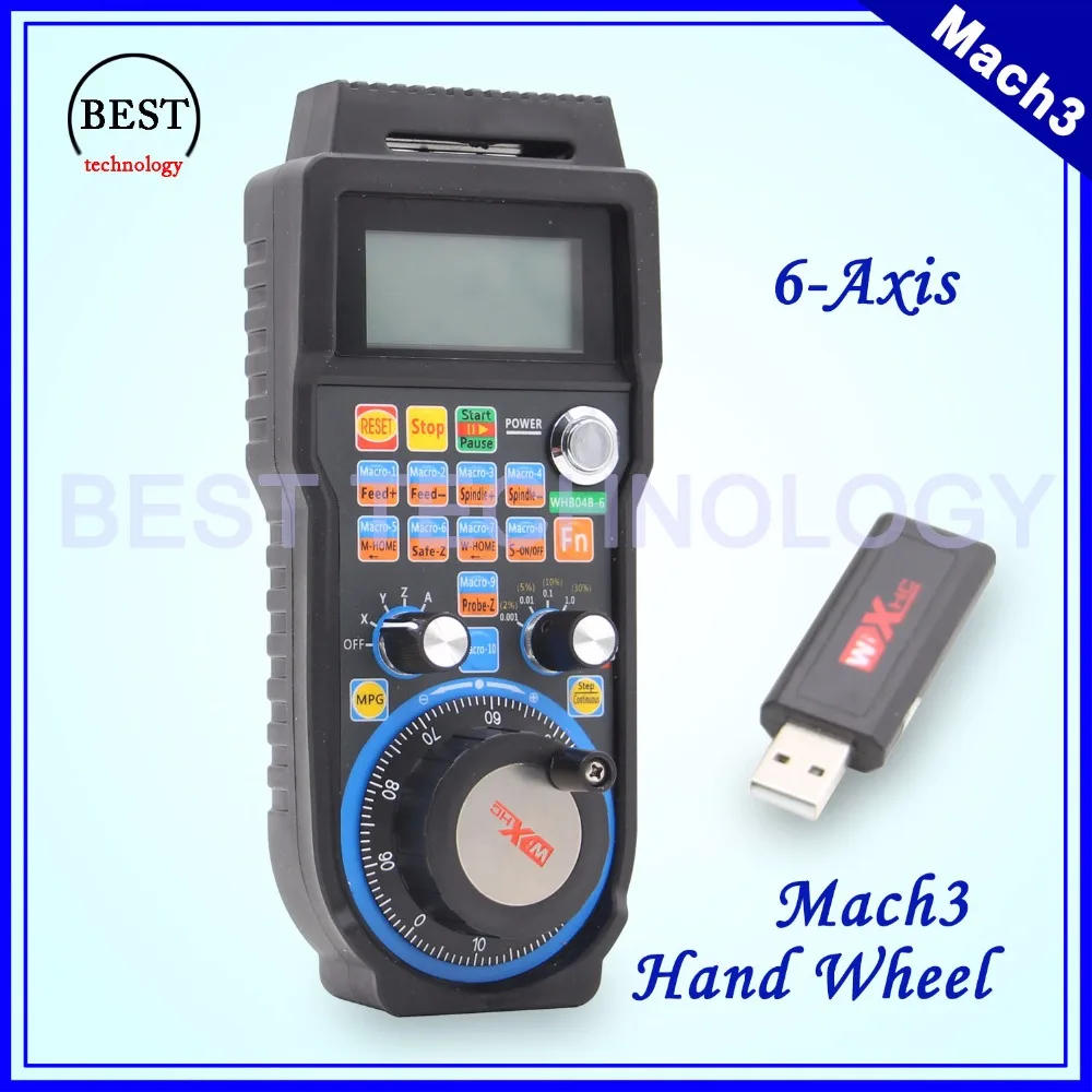 Free Shipping!!! 6 Axis CNC USB MACH3 Wireless MPG Handwheel Manual ...
