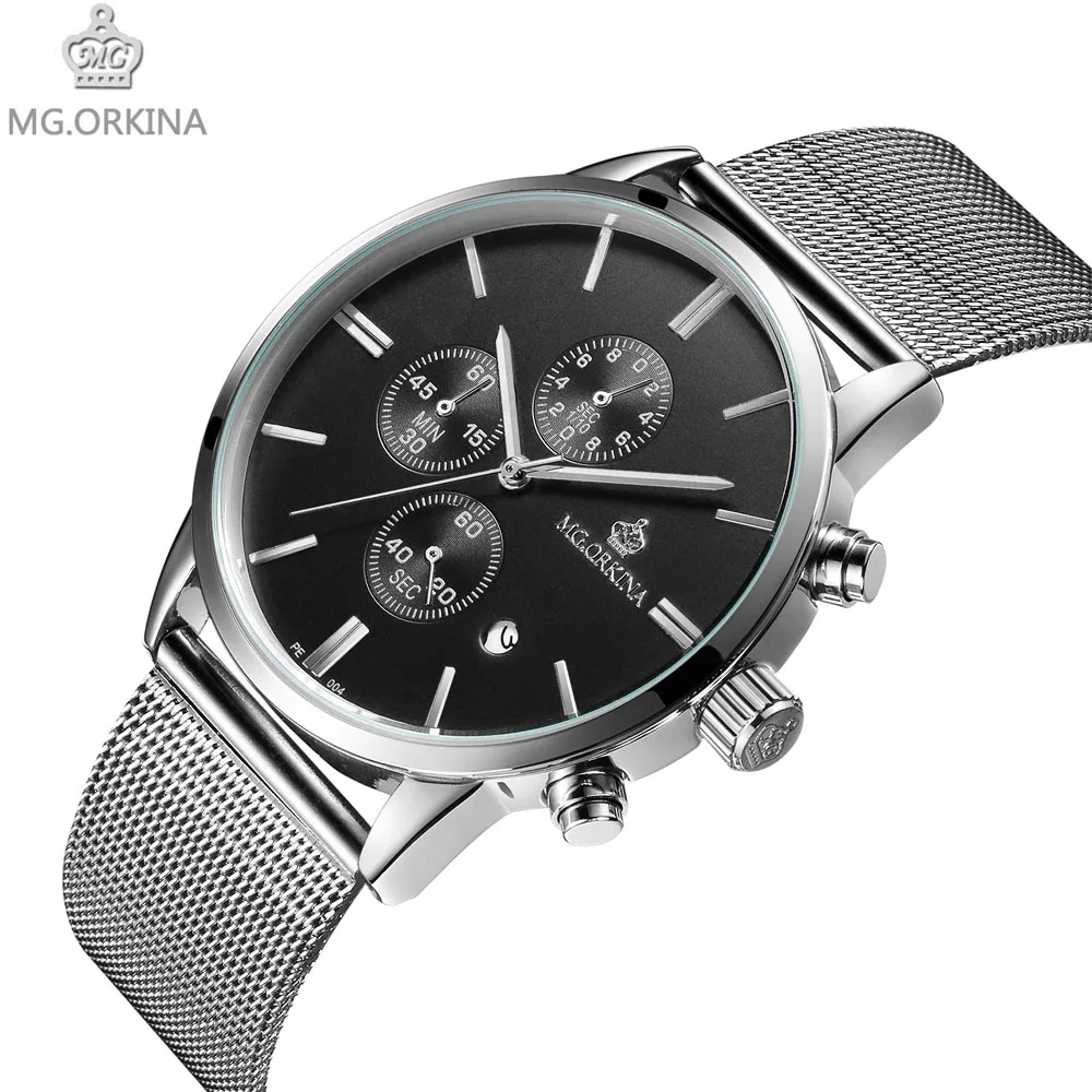 11mm Ultra Thin Men's Watches Stainless Steel Mesh Strap Quartz Watch ...