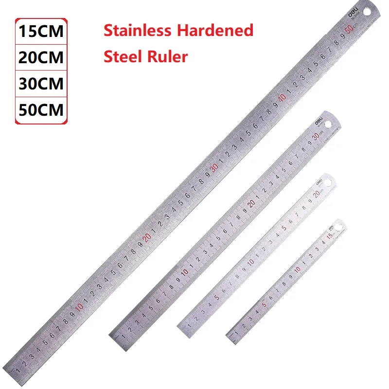 Stainless Hardened Steel Straight Ruler 15/20/30/50cm Student Rulers ...