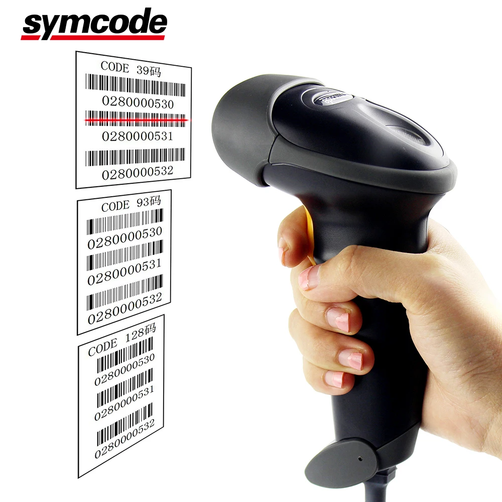 USB Barcode Scanner,Symcode 1D Laser Wired USB Handheld Barcode Reader ...