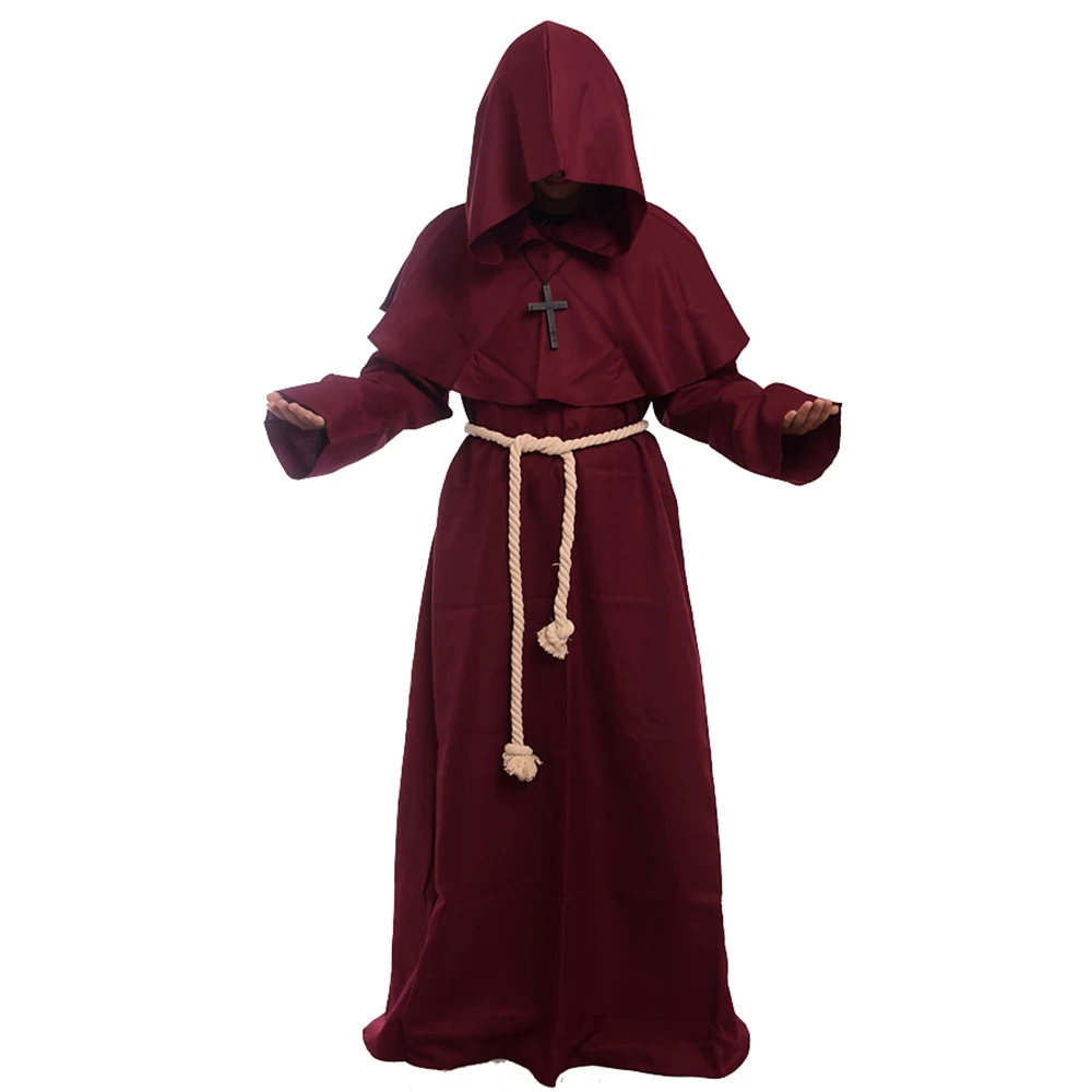 Classic Monk Cowl Robe Friar Medieval Renaissance Priest Hooded Cloak ...