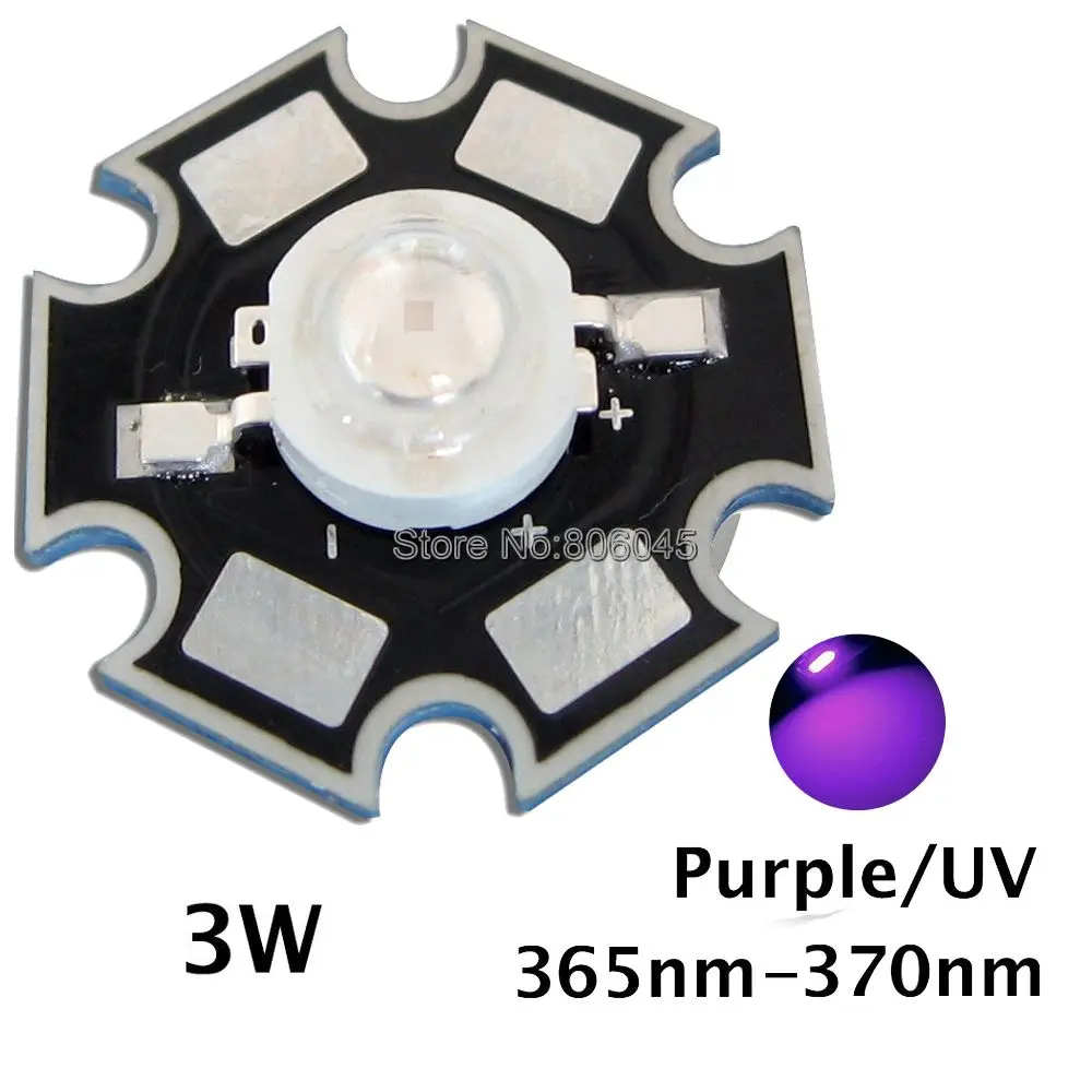 10pcs-3W-UV-Ultra-Violet-High-Power-LED-Emitter-with-20mm-Star-Platine ...
