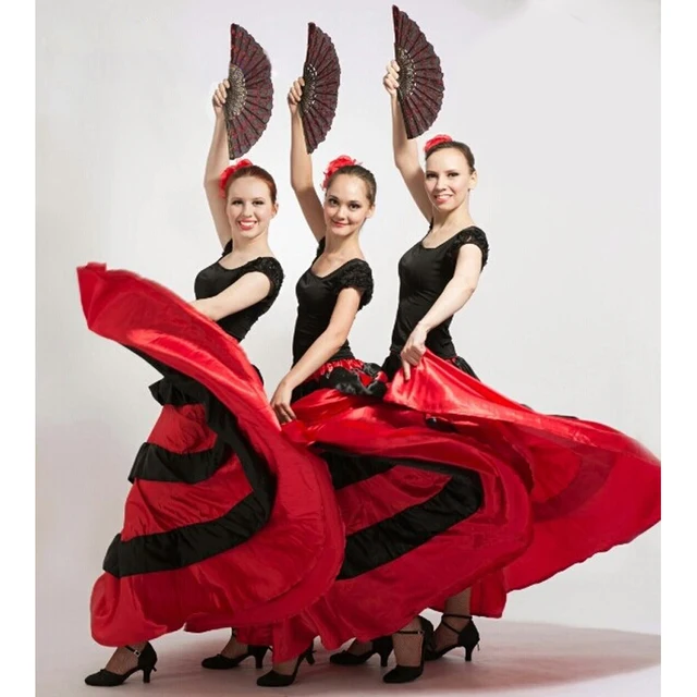 Spanish Traditional Bullfight Festival Women Flamenco Dance Costumes