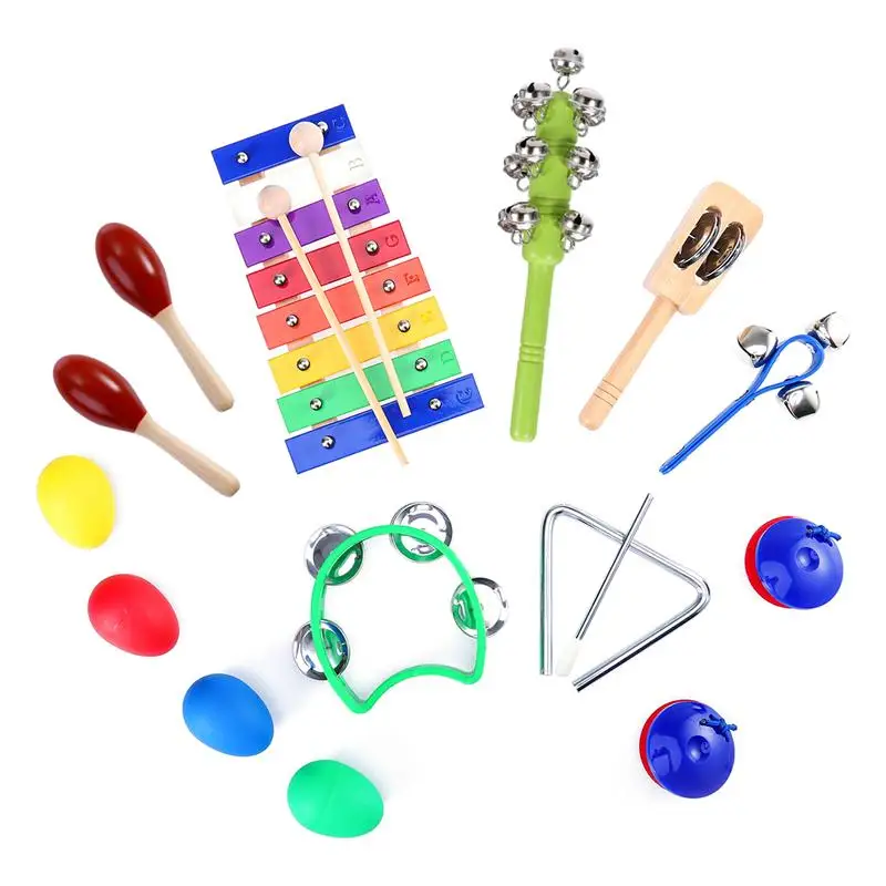 15pcs Kids Musical Instruments Percussion Toy Rhythm Band Set Preschool ...