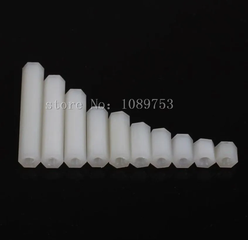 50Pcs M2 M2.5 M3 M4 White Hex Nylon Standoff Spacer Column Flat Head ...