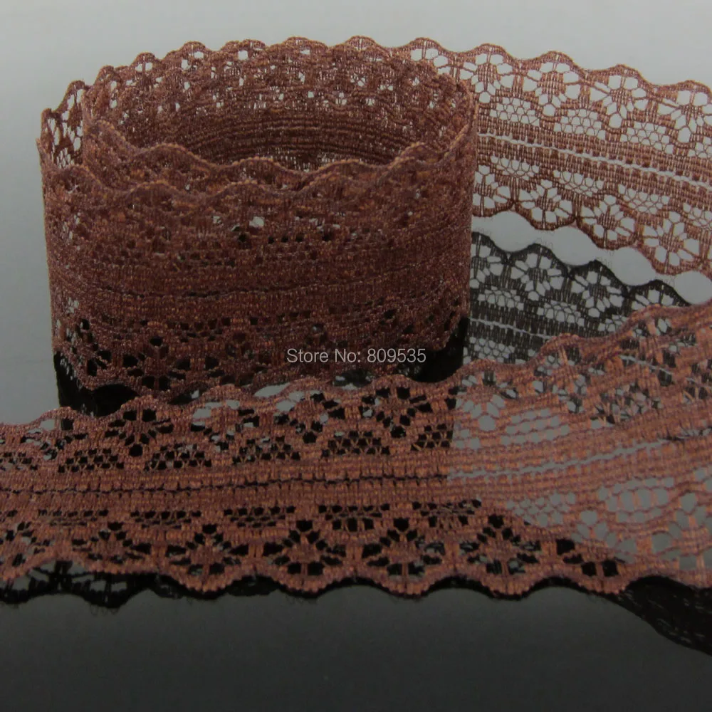 Cinta de encaje de malla bordada para costura, accesorio de color café ...