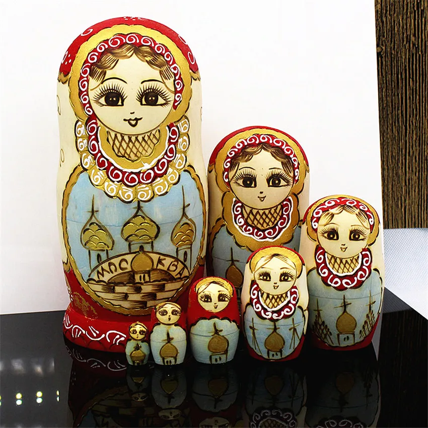 7 Layer Wooden Russian Dolls Nesting Fashion Ethic Dolls Dry Basswood ...