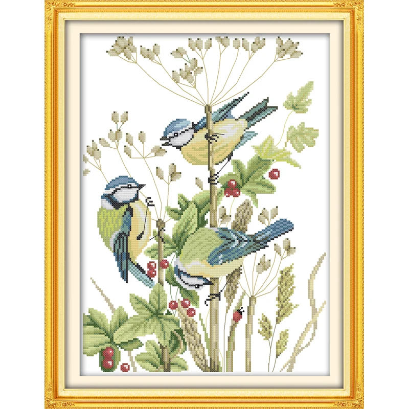 Three little birds DIY 14CT counted cross stitch kits 11CT stamped ...