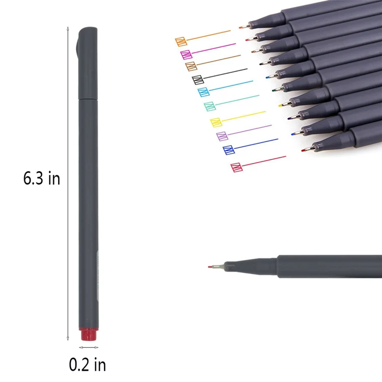 10 Colors 0.38mm Fine Liner Outline Line Drawing Mark Pen Cartoon Manga ...