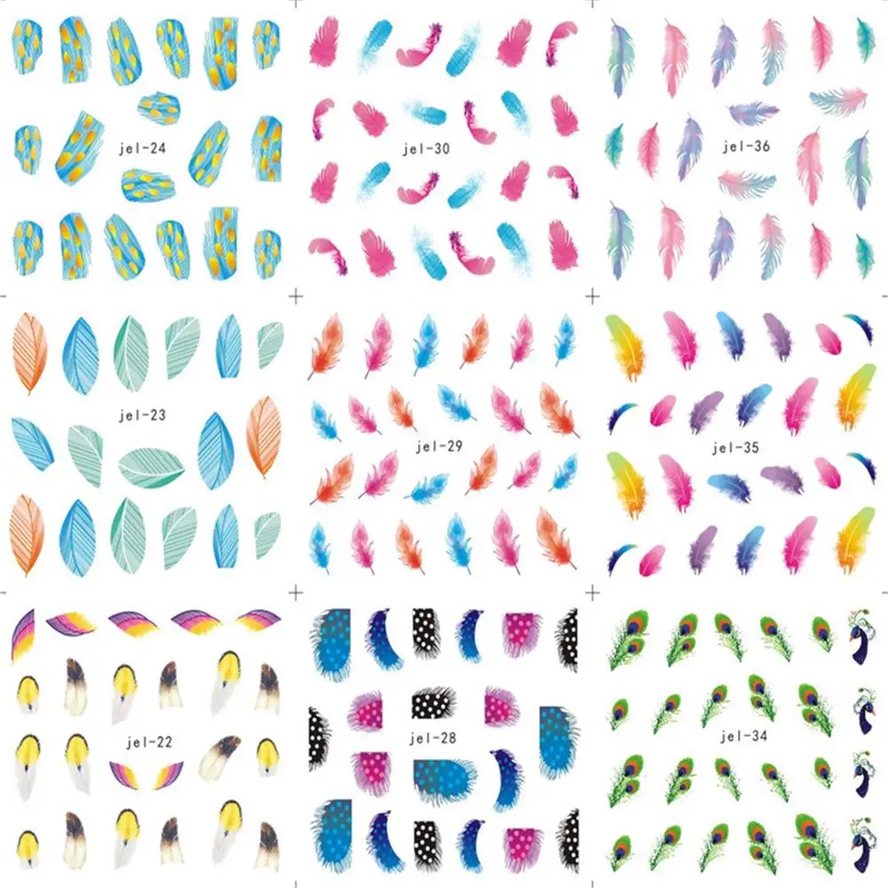 48 Sheetset Diy Nail Art Stickers 3d Mixed Flower Feather Watermark Nail Art Stickers Decals