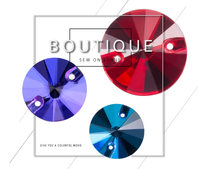 Strass à coudre - Crystal - Rivoli 16mm - 24pcs - Verre de cristal ...