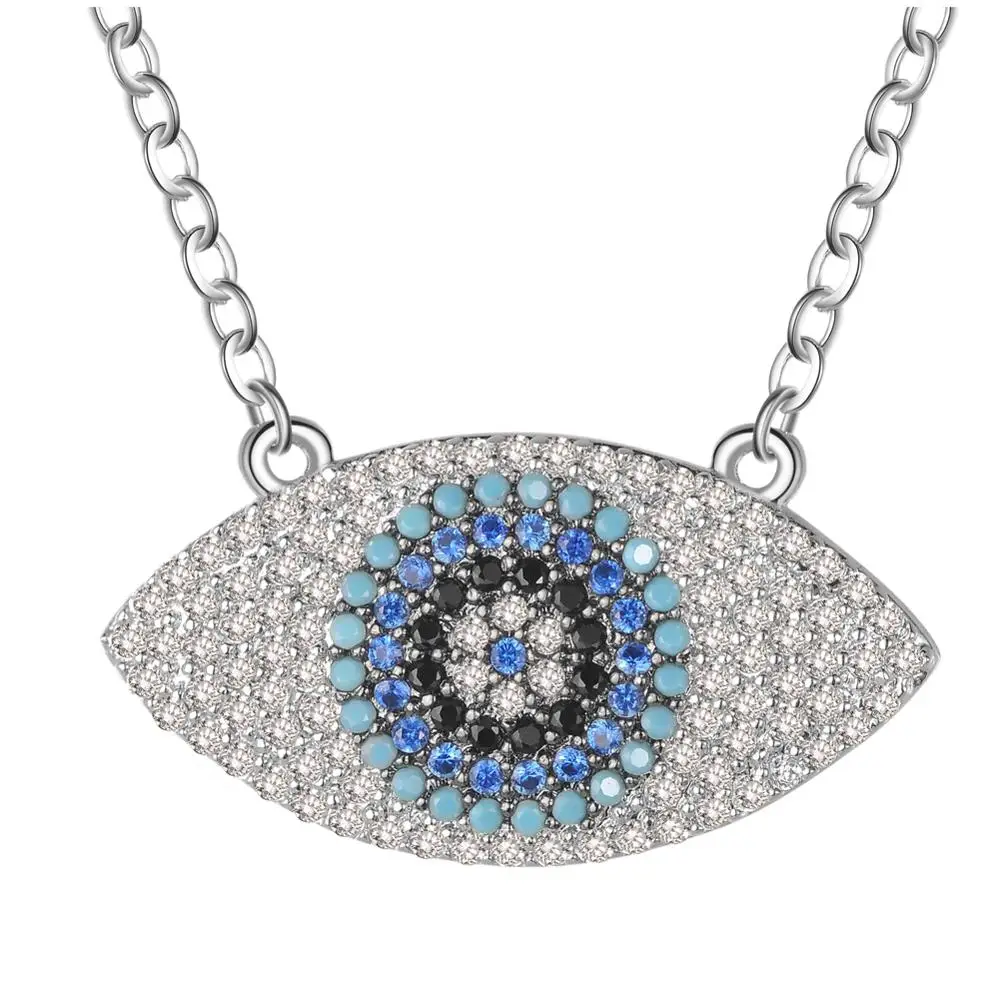 Kivn 패션 쥬얼리 터키어 파란 눈 cz 입방 지르코니아 여자 여자 신부 웨딩 펜던트 목걸이 크리스마스 생일 선물 ...