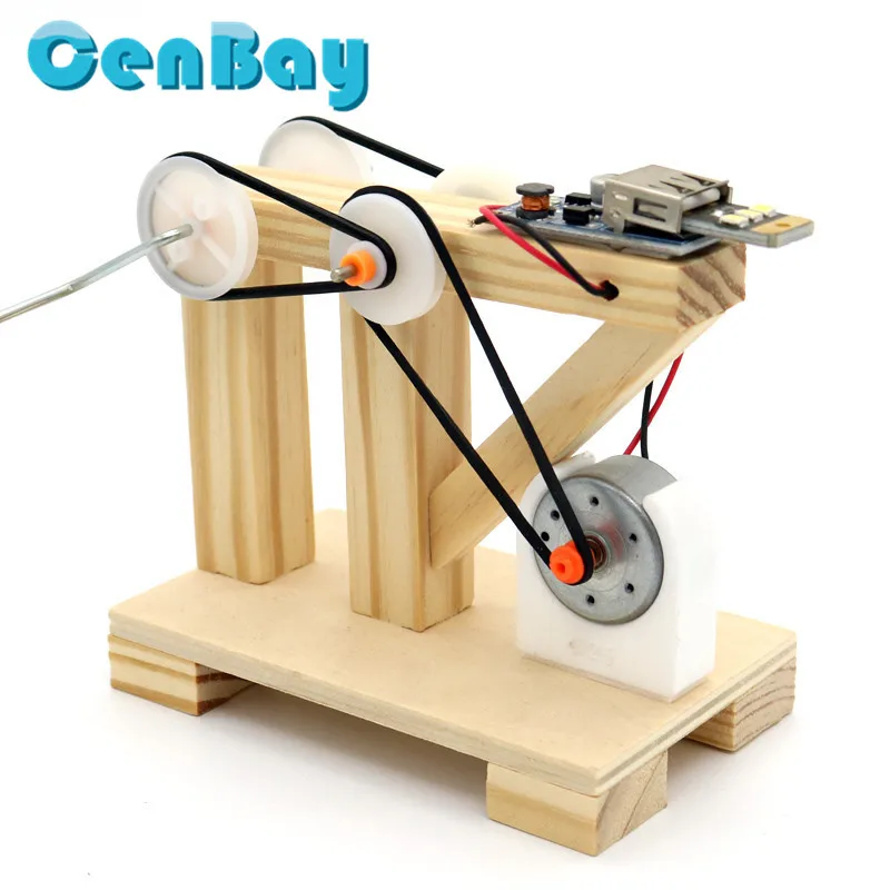 Creative Wooden Hand Generator Science Toys Dynamo Model Kits DIY ...