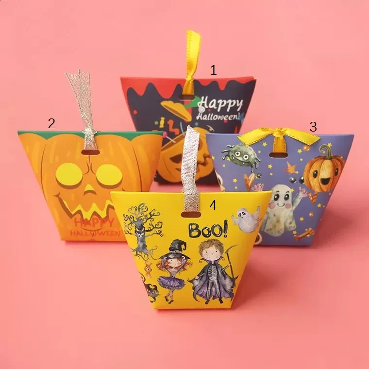 10pcs Halloween Paper Box Cookie Candy Trick Or Treat Candy Storage ...
