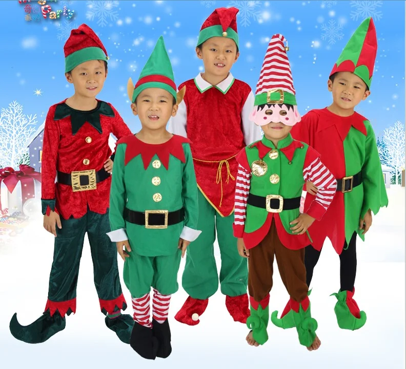 80 160CM Kids Cosplay Costumes Halloween Christmas Santa Clause Elf ...