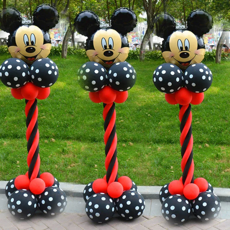 28pcs/set Party Stand Column Base Mickey Mouse Head Red Black Latex ...