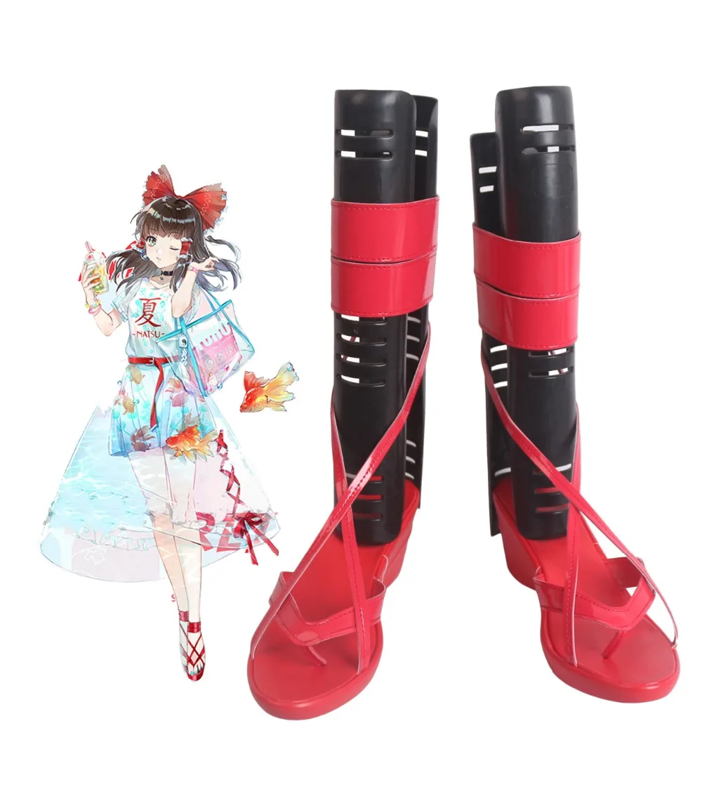 TouHou Project Hakurei Reimu Cosplay Boots Shoes - AllCosplay.com