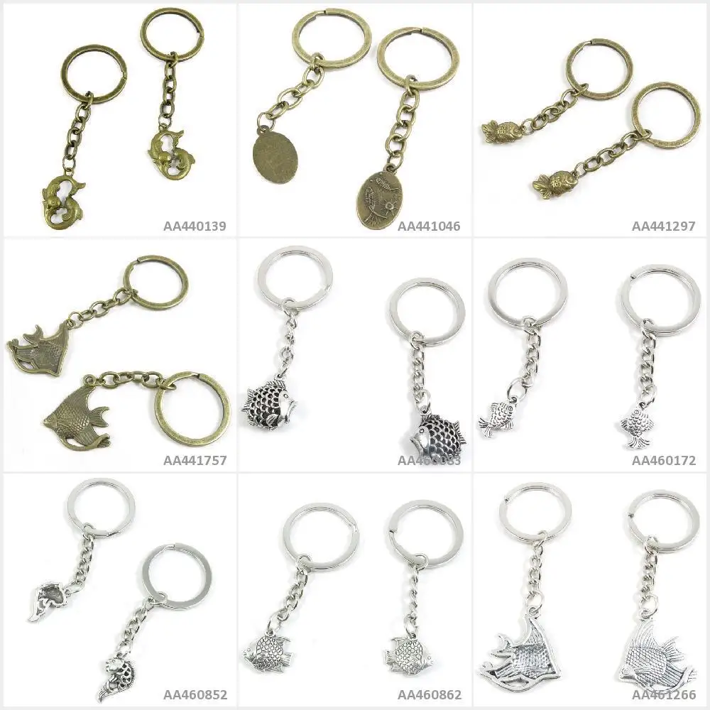 Antique-Bronze-Silver-Tone-Keychain-Keyring-Keytag-Tropical-Fish ...