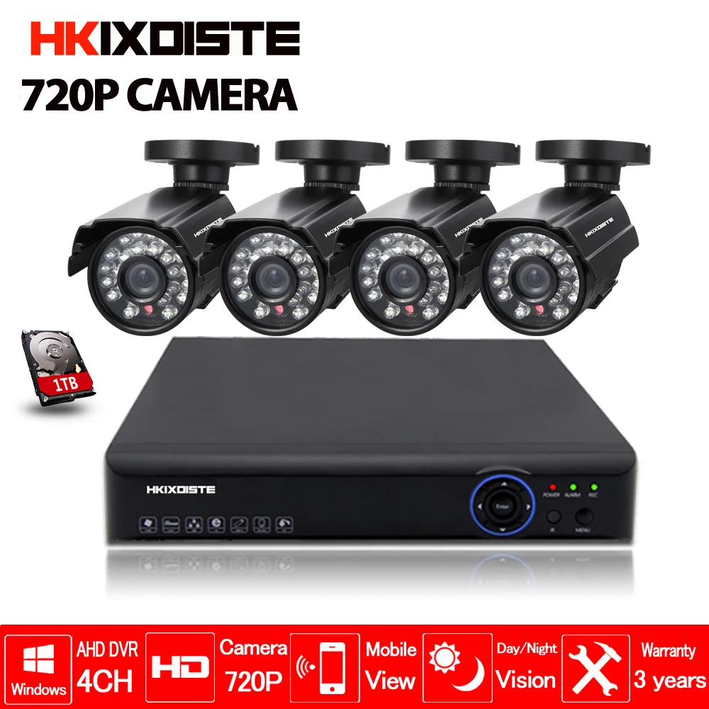 4CH 1080N HDMI DVR 720P HD Indoor Outdoor Security Camera System 4 ...