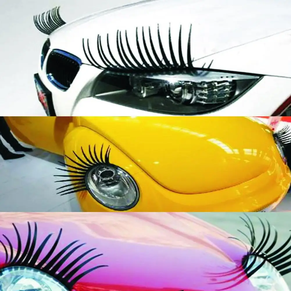 2PCS Car Sticker Head 3D Charming Black False Eyelashes Fake Eye Lash ...