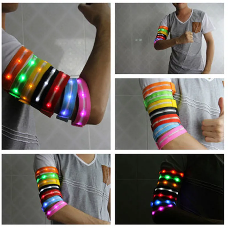 LED Arm Bands Lighting Armbands Leg Safety Bands for Cycling Skating ...