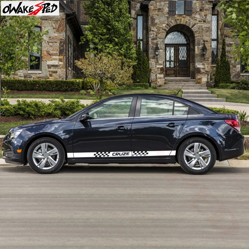 Sport Stripes Decals Car Door Side Skirt Stickers For Chevrolet Cruze ...