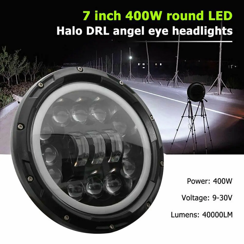 Faro delantero para proyector LED de 7 ", haz alto DRL, ojos angulares ...
