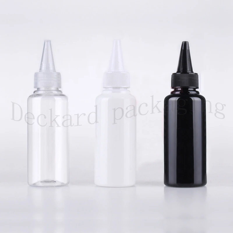 50X100ml plastic bottles with pointed mouth cap,small painted bottle ...