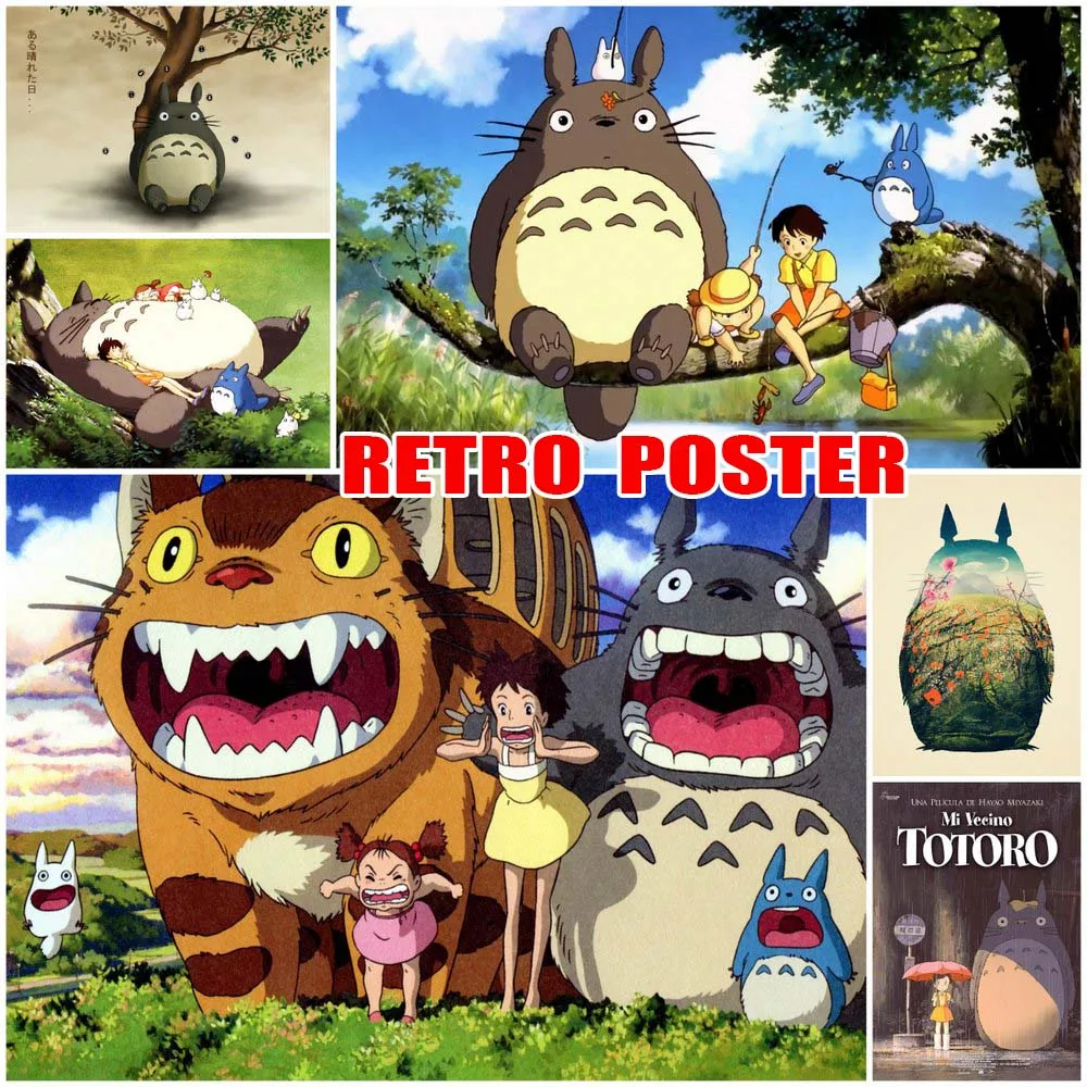 Hayao Miyazaki Totoro Vintage retro poster Japanese anime cartoon ...
