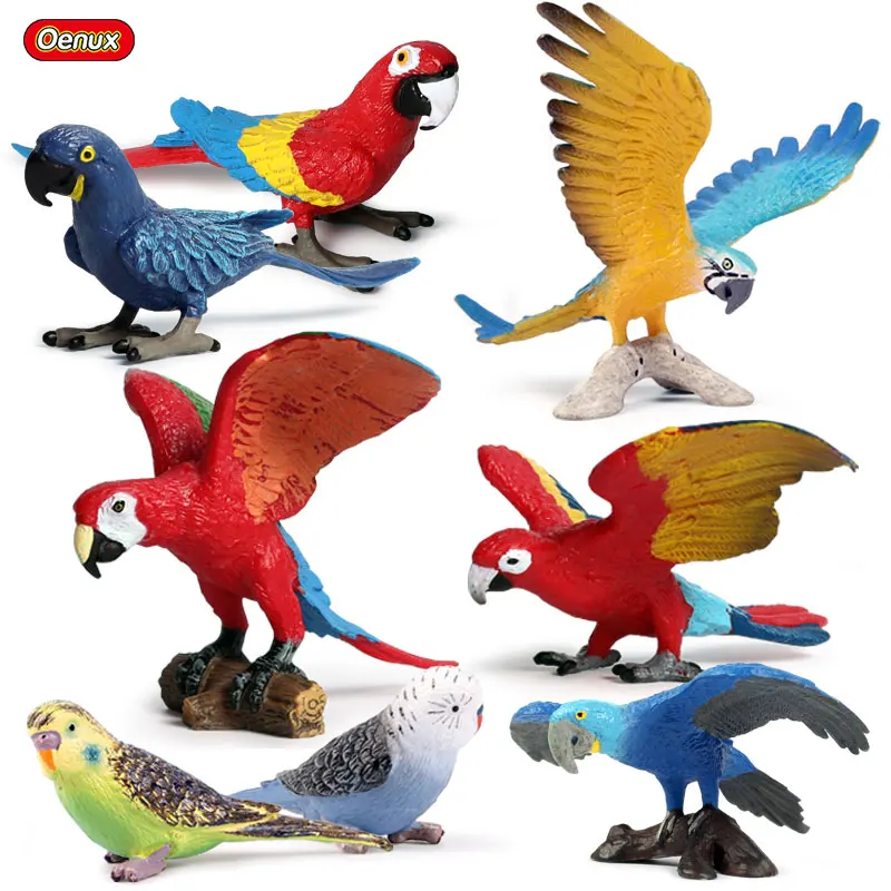 Oenux Forest Bird Animals Parrot Model Action Figures Home Decor ...