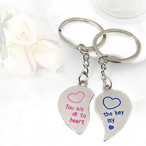 1 Pair Lover Couple Love Heart Key Ring Keychain Keyfob Wedding T Keyring In Key Chains From