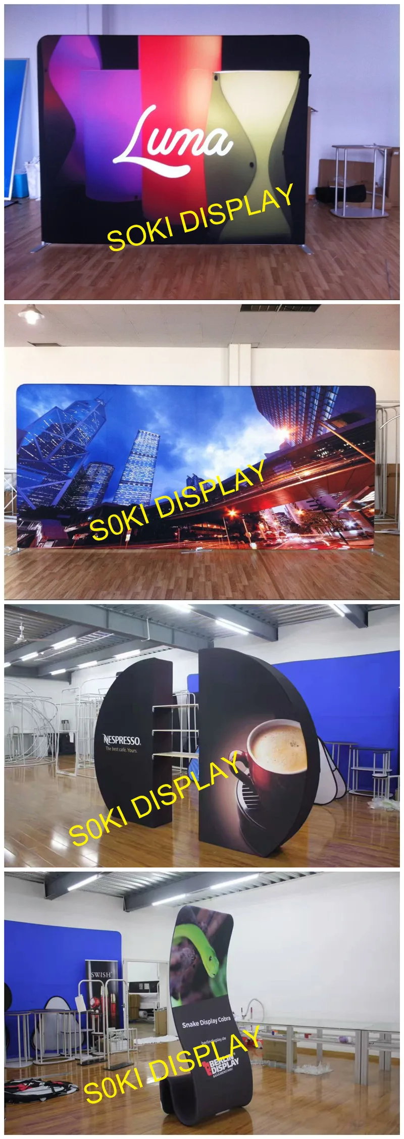 7.5x8ft тканевая Натяжная выставочная витрина легкая настройка баннер ...