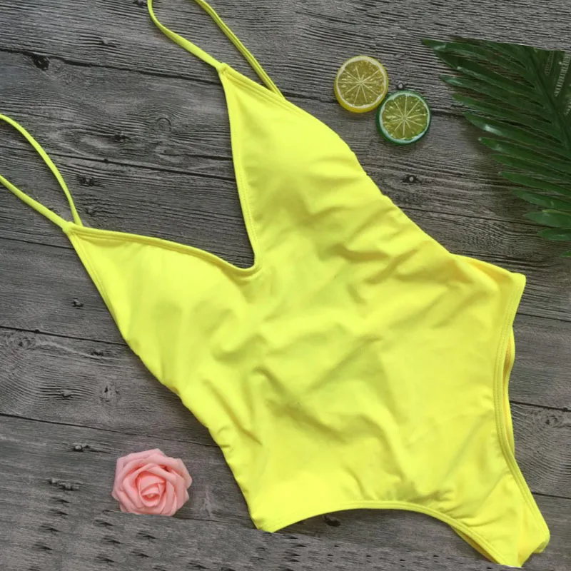 Solid Color Swimsuit bikinis 2019 Sexy High Cut Trikini Beachwear ...