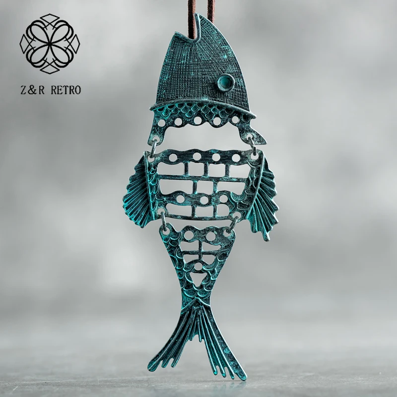 Vintage-Green-Fish-Collar-Necklace-Neck-Chains-Pendants-For-Women-Kpop ...