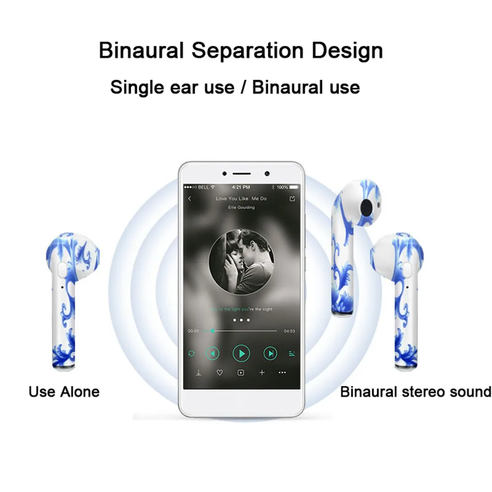 I7S Tws беспроводные Bluetooth наушники с красочным рисунком портативные мини-наушники с ...