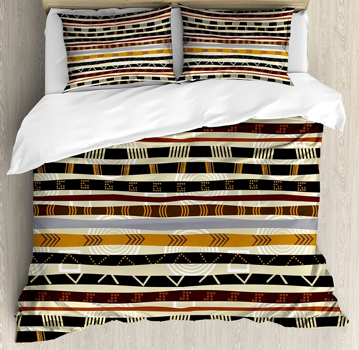 Tribal Duvet Cover Set Ethnic African With Trippy Geometric Forms