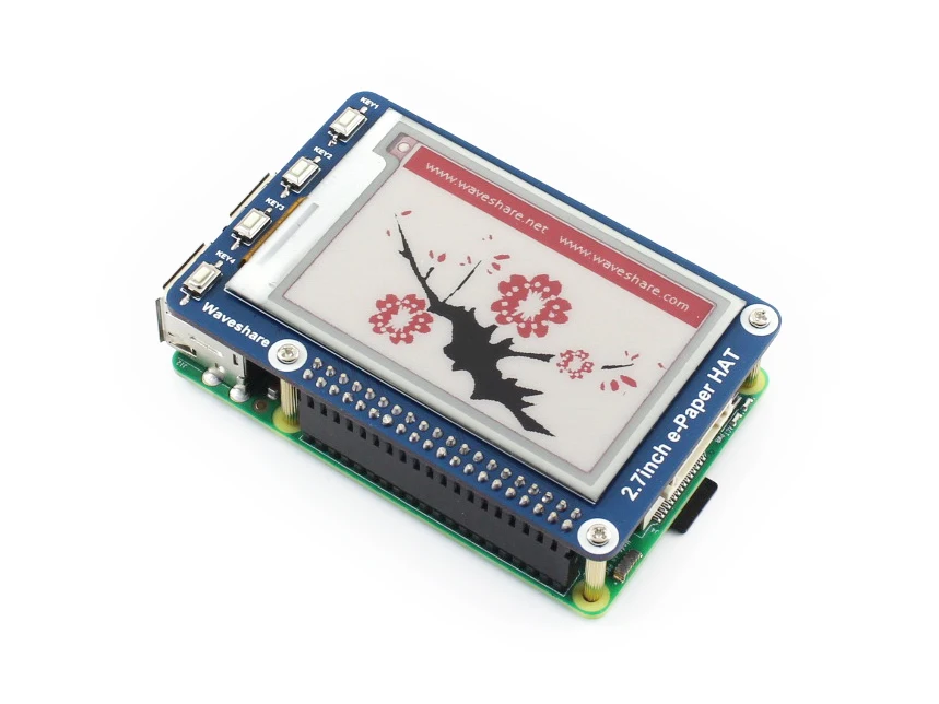 Waveshare 264x176,2.7''e paper/E Ink display HAT for Raspberry Pi 2B/3B ...