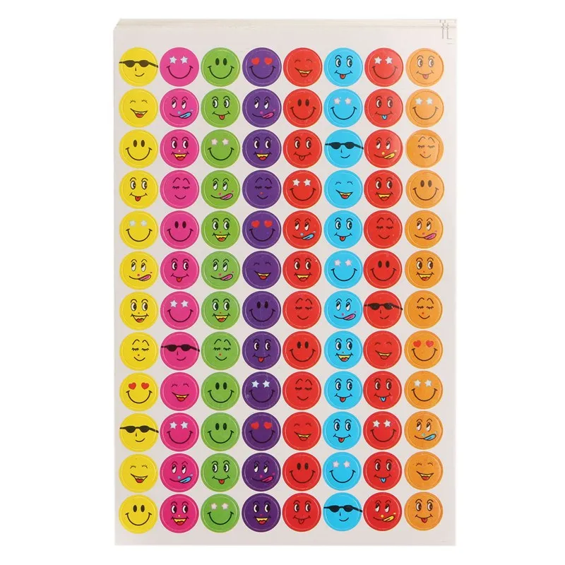 10 Sheets Mixed Color Lovely Smile Smiley Face Sticker Emoji Emoticon ...