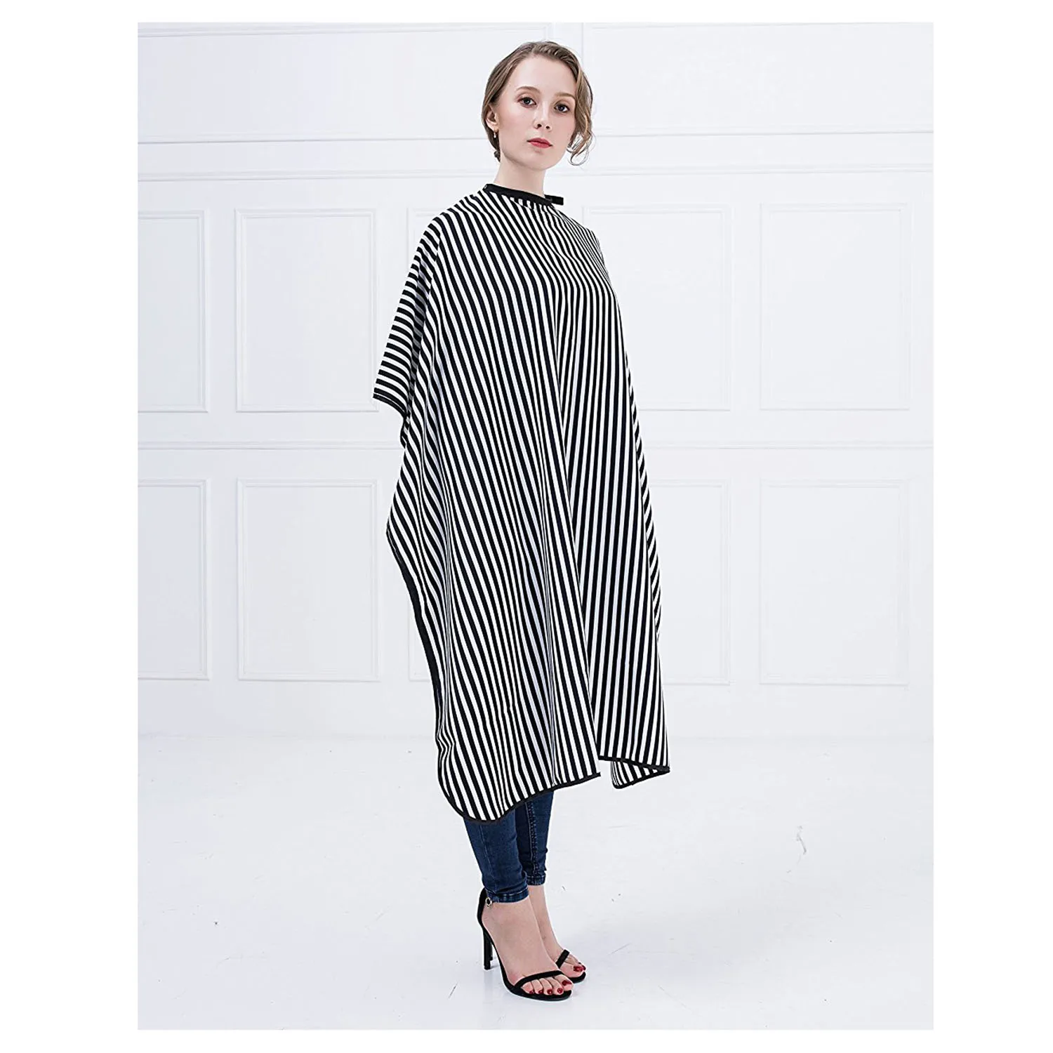 Elegant Strip Design Hair Cape Hairdresser Gown Cape For Salon Haircut ...