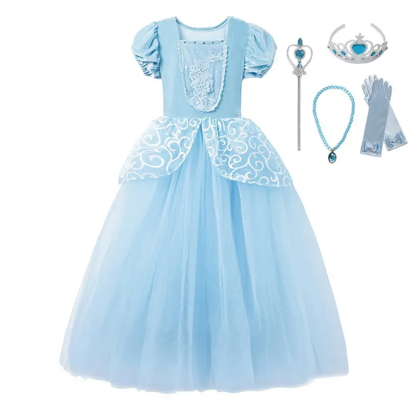 VOGUEON Princess Cinderella Dress up Clothes Girls Short Sleeve 6 ...