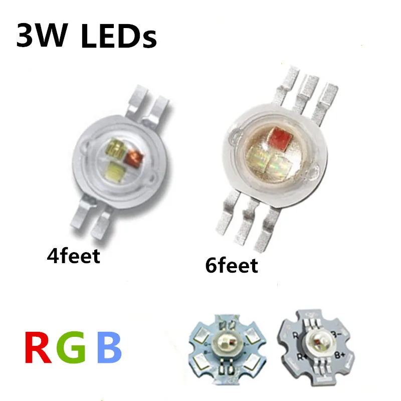 높은 전원 LED 칩 3 W RGB LED COB 구슬 3 W 조명 램프 4pin/ 6 핀 풀 컬러 레드 그린 블루, 투광 조명 ...