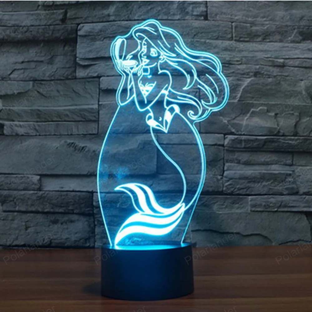 7 colors 3D lights Creative Acrylic LED Night Light Colorful Atmosphere ...
