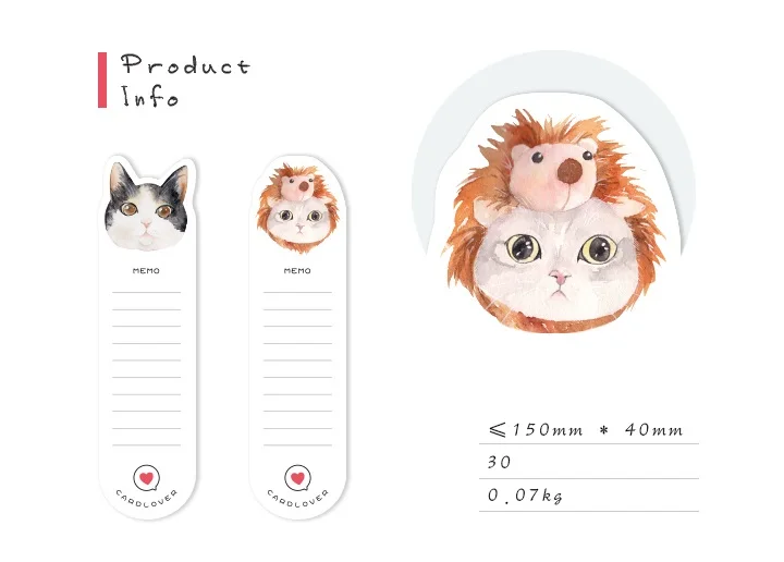 30 шт./компл. милый кот Закладка Милая Бумажная книга марка записка ...