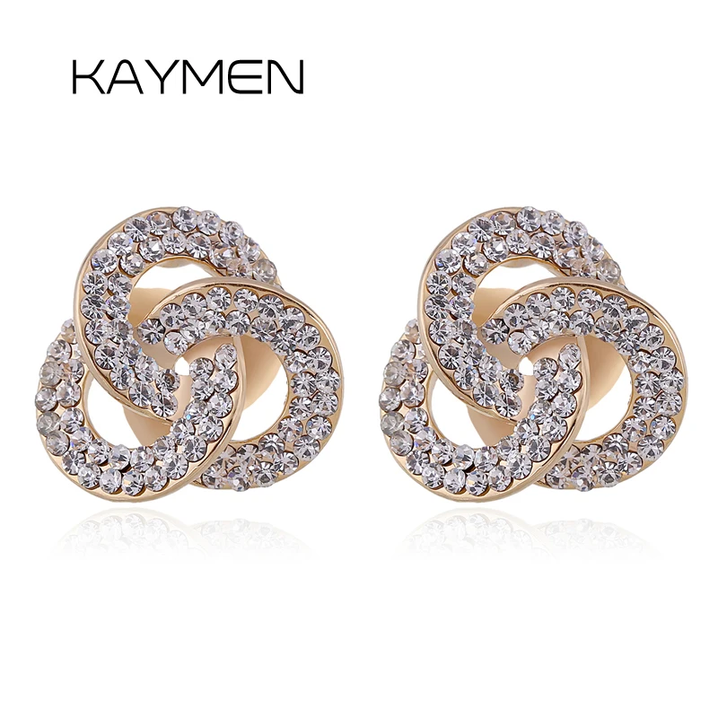 Kaymen 3 Circle-shape Full Rhinestones Fashion Stud Earrings For Girl ...