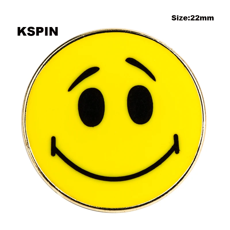 Smile face lapel pin badge pin size 22mm 10pcs a lot pin badge Brooch ...