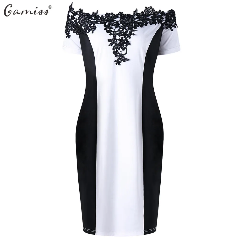 Wipalo Women Lace Crochet Bandage Dresses Plus Size Appliqued Off The