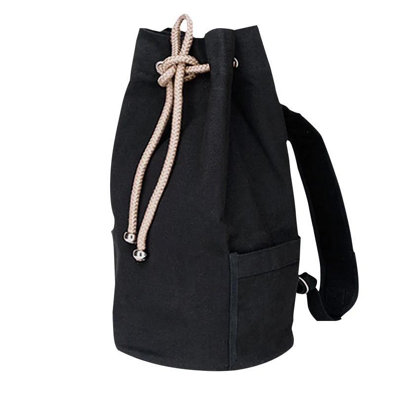 Backpack Men Black High Quality Canvas Drawstring Fashion Barrel Bag ...