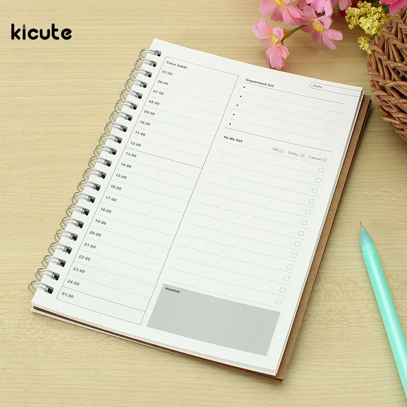 1Pc Simple Vintage Spiral Notebook Daily Weekly Planner Book Time 1Pc Simple Vintage Spiral Notebook Daily Weekly Planner Book Time