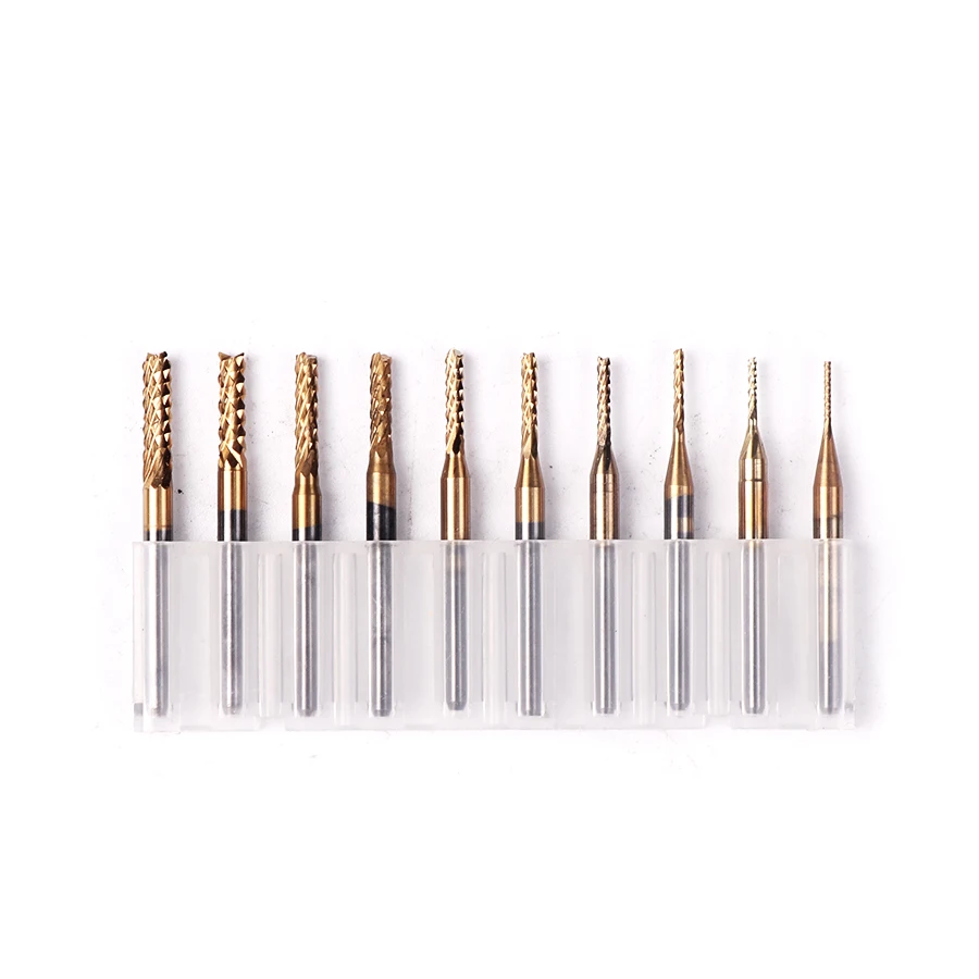 10pcs Carbide Pcb Milling Cutter Engraving Cutter Rotary Cnc Milling Cutter Kit Engraving Router
