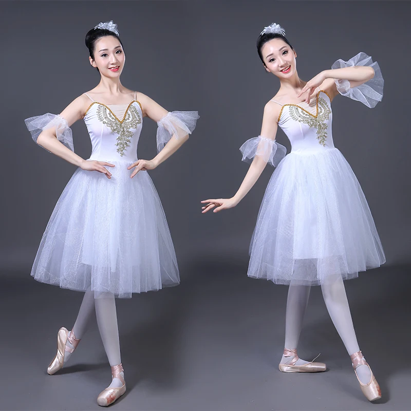 Adult white Swan Lake Tutu dancing dress Women Ballroom Ballet Romantic ...